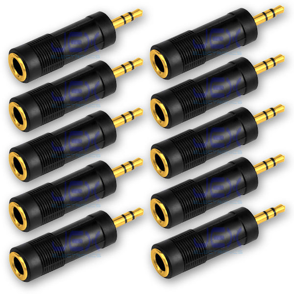 10X Stereo Female 1/4" 6.35mm Jack to Male 1/8" 3.5mm Adapter Gold Plated LOT | eBay